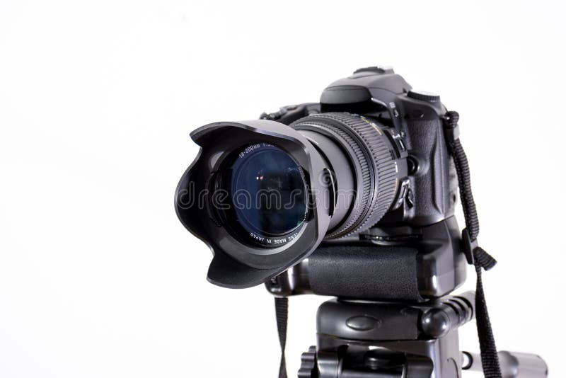 DSLR Camera on White Background. Photography Concept Stock Photo ...