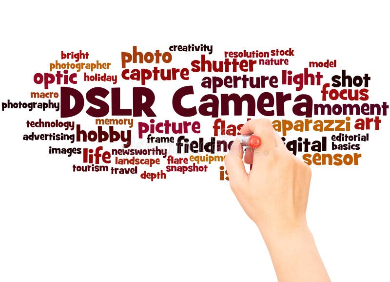 DSLR Camera Word Cloud Hand Writing Concept Stock Photo - Image of ...