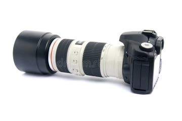 DSLR Camera with Zoom Lens. Stock Image - Image of background ...