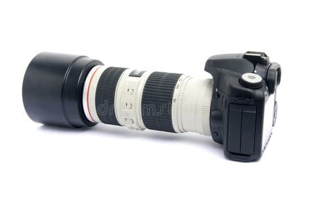 DSLR Camera with Zoom Lens. Stock Image - Image of background ...