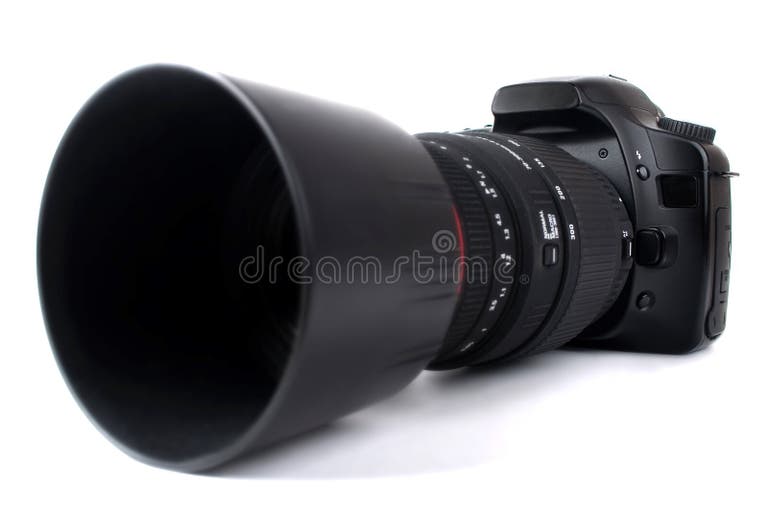 Dslr camera with zoom lens stock photo. Image of electronics - 6152686