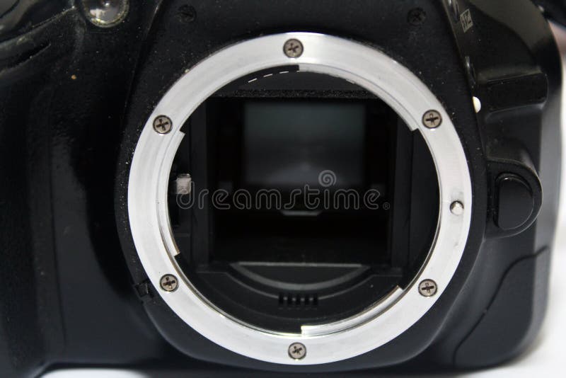 Dslr Digital Camera without Body Cap Showing the Mirror and Camera ...