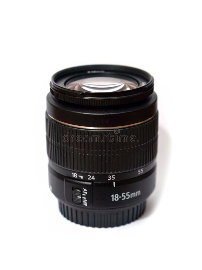 18-55 Dslr Kit Lens Isolated on White Background Stock Photo - Image of ...