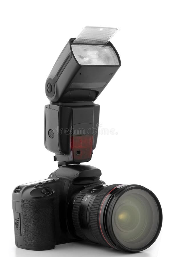 DSLR Photo Camera Standing on Table Stock Photo - Image of photographer ...