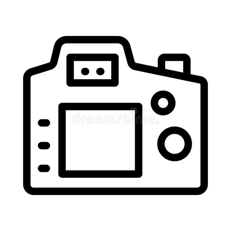 DSLR vector thin line icon stock illustration. Illustration of lens ...