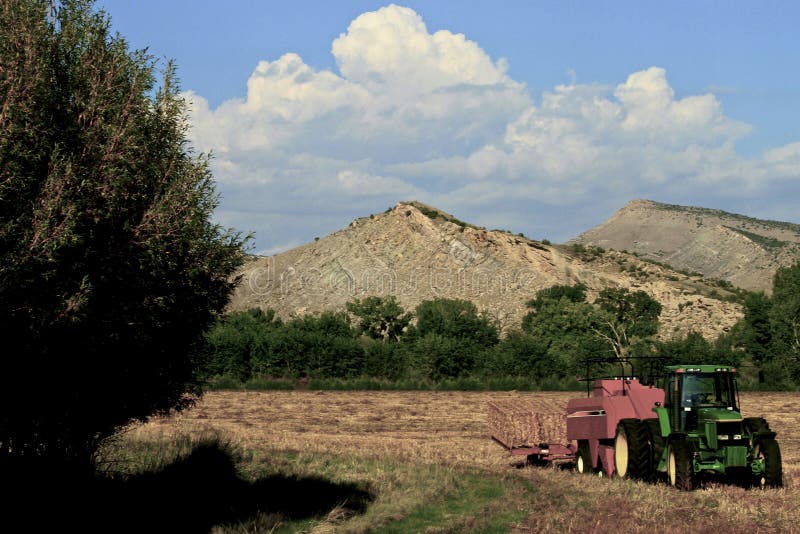 Harvest Hay Near Utah stock image. Image of farm, baler - 267557219