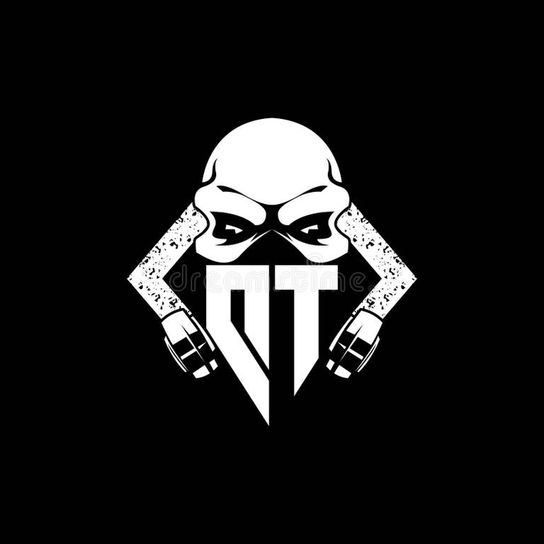 DT Initial Gaming ESport Skull Mask Style Stock Vector - Illustration ...