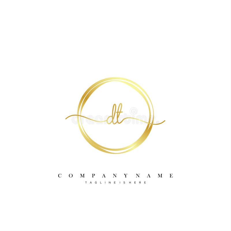 DT Initial Handwriting Minimalist Geometric Logo Template Vector Stock ...
