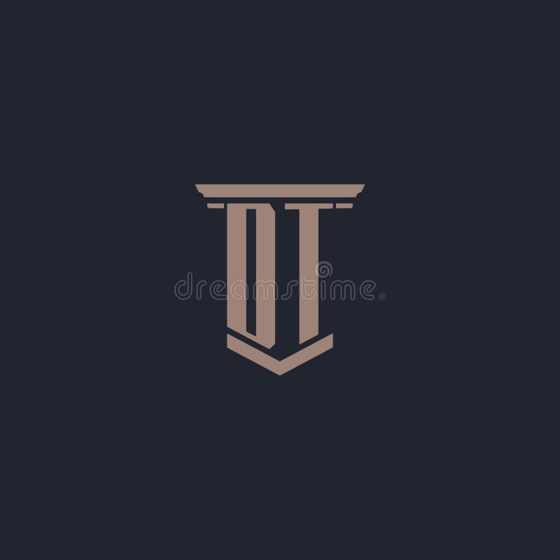 DT Initial Monogram Logo with Pillar Style Design Stock Vector ...