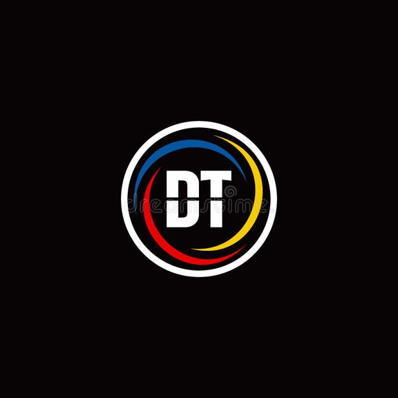 DT Monogram Logo Isolated on Circle Shape with 3 Slash Colors Rounded ...