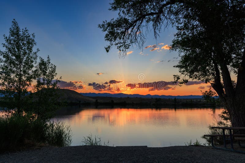 Simple Sunrise in July stock image. Image of valley - 327134965