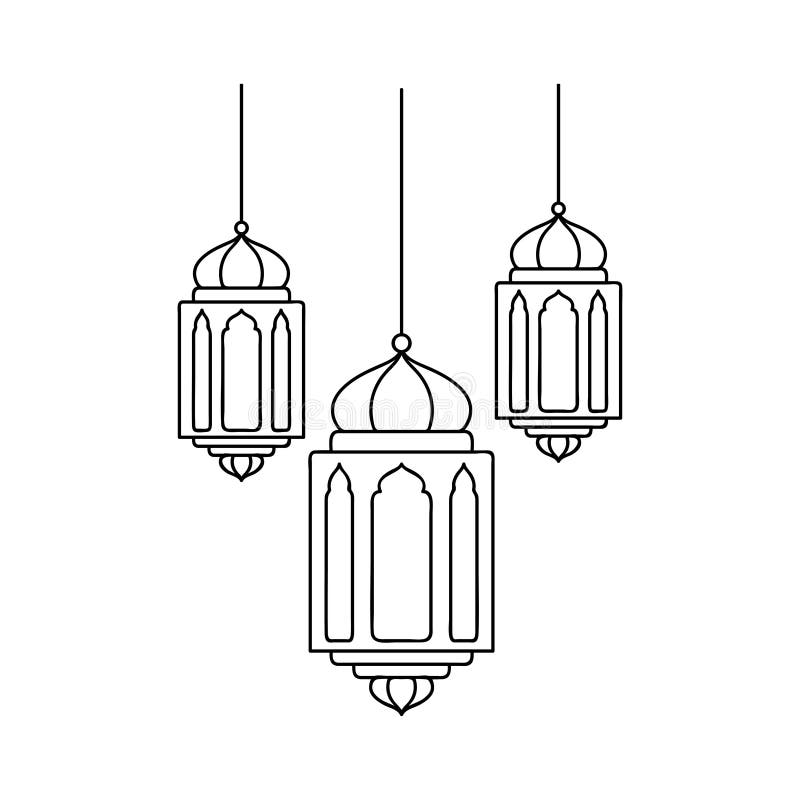 Islamic Lantern with Hand Drawn Sketching Vector Illustration Stock ...