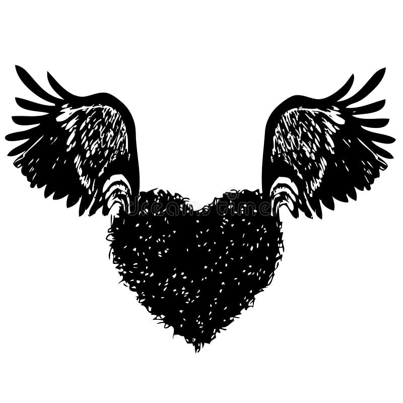 Coeur Avec Des Ailes D Ange Stock Illustrations, Vecteurs, & Clipart ...