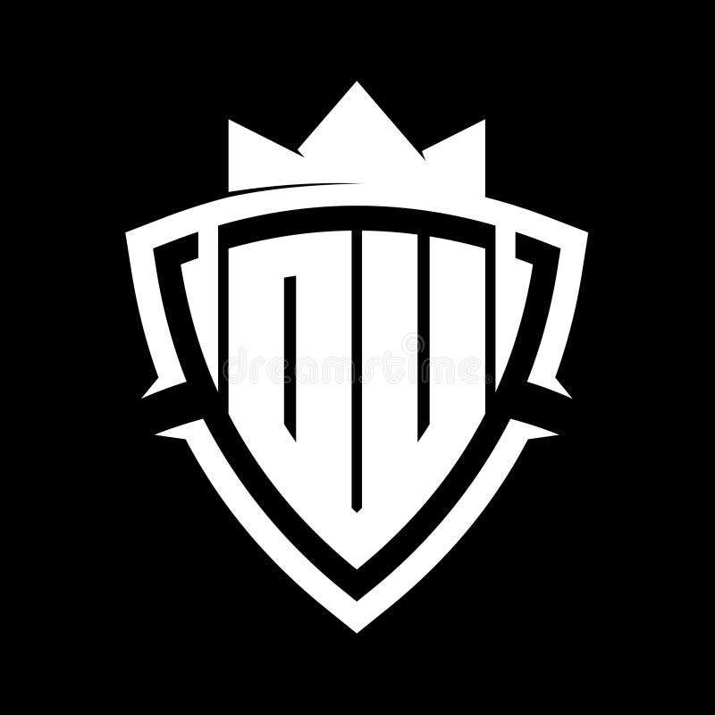 DU Letter Monogram with Triangle Curve Shield Shape with Crown White ...