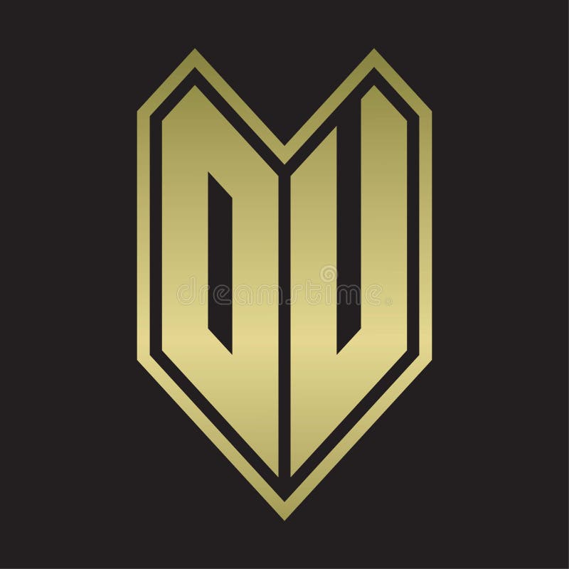 DU Logo Monogram with Emblem Line Style Isolated on Gold Colors Stock ...