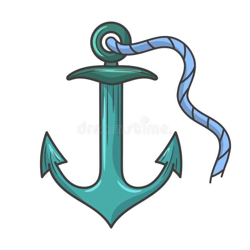Anchor with Hand Drawn Colored Vector Illustration Stock Vector ...