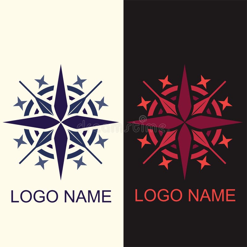 Abstract Compass Logo in Dual Color Variations with a Star and ...