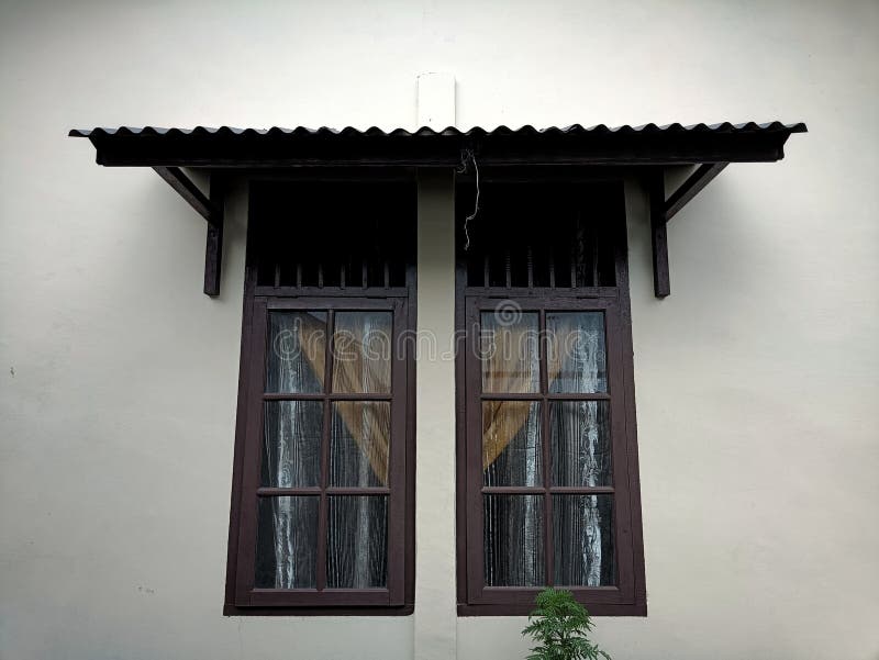 Dual Aesthetic Windows Symmetry in Home Elegance Stock Image - Image of ...