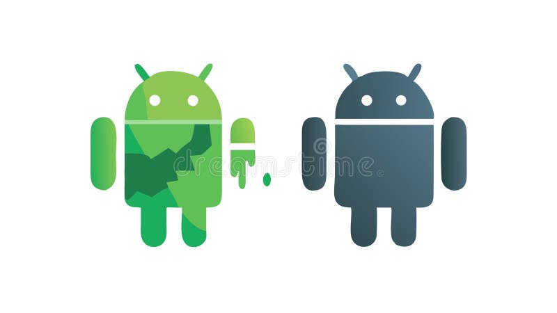 Dual Android Robots, Representing Different States or Versions, Vector ...