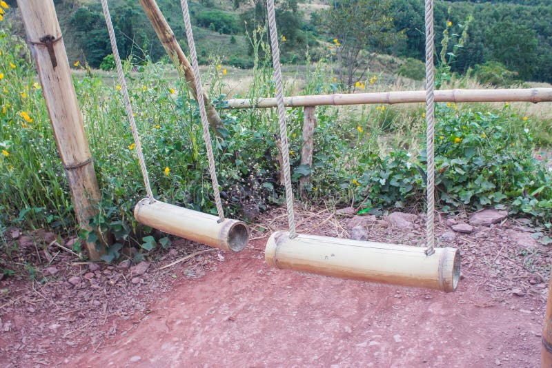 Bamboo Swing in the Himalayas Stock Photo - Image of asian, holiday ...
