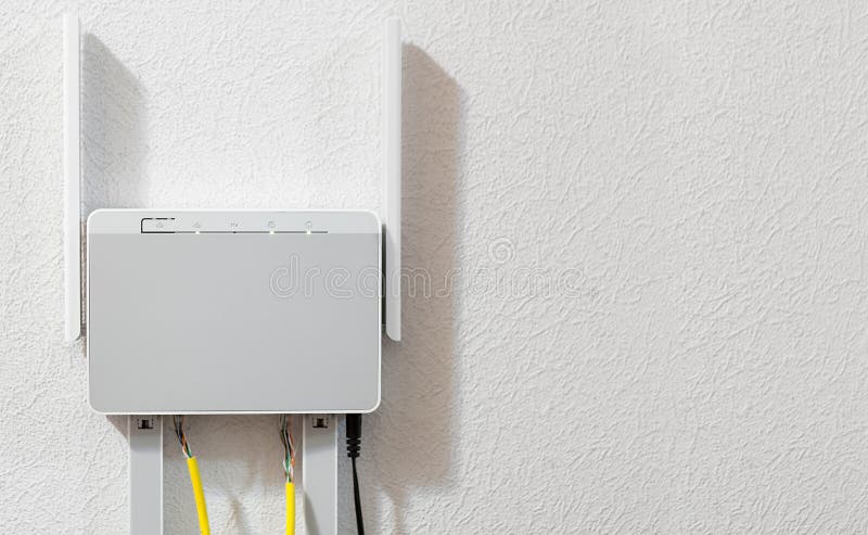 Dual-band Home Router Attached To the Wall, Copy Space Stock Image ...