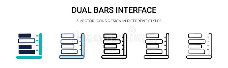 Dual Bars Interface Icon in Filled, Thin Line, Outline and Stroke Style ...