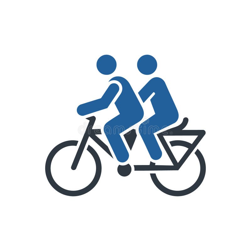 Dual Bicycle Riders Icon stock vector. Illustration of transport ...