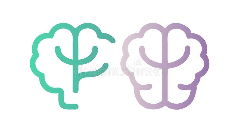 Dual Brains Icon for Logic, Creativity, and Cognitive Function, Vector ...