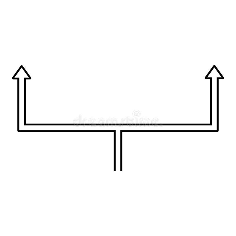 Dual Branching Arrow Icon in Linear Style. Stock Illustration ...