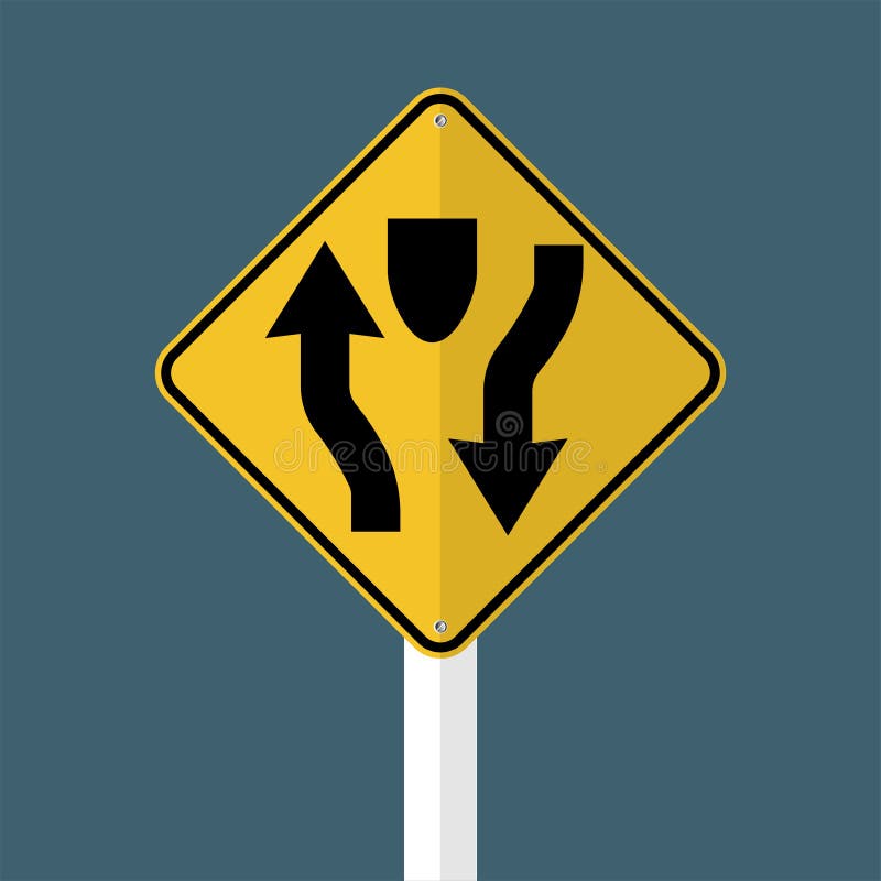 Dual Carriage Way Ahead Sign Isolated on Grey Sky Background.Vector ...