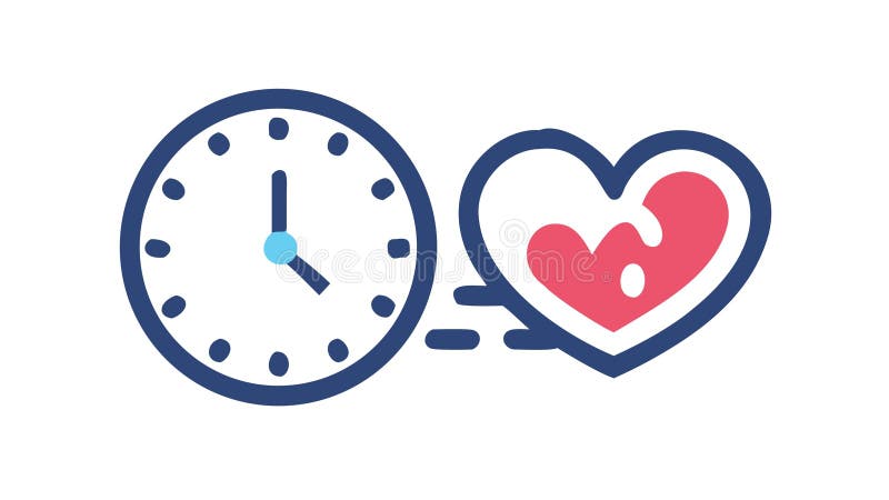 Dual Clocks with Heart, Love and Time Connection, Vector Design ...