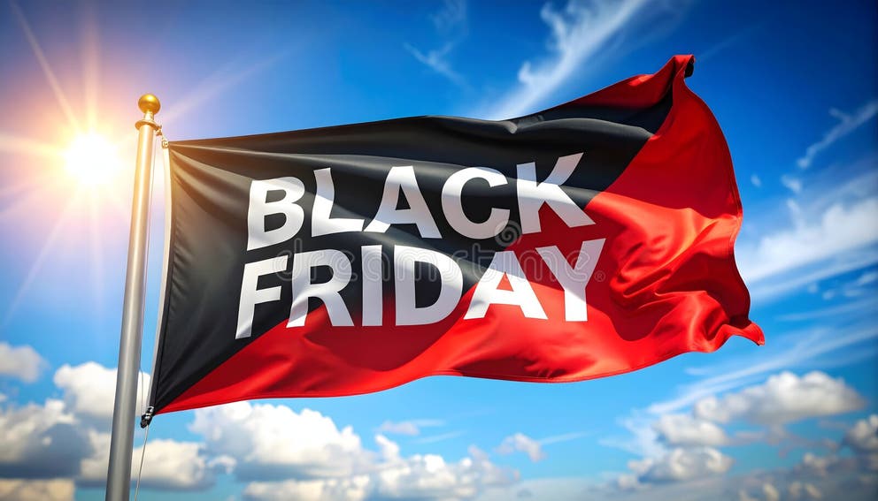 Dual-colored Flag with the Text "Black Friday" in Bold White Letters ...