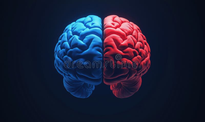 Dual-colored Human Brain Illustration Representing Creativity and Logic ...