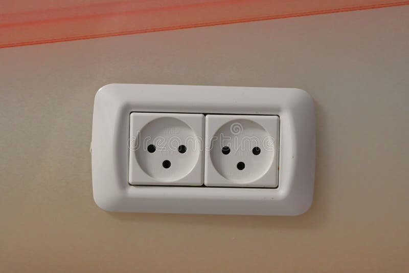 Electrical Outlet on a White Wall, Close-up, Horizontal Stock Image ...