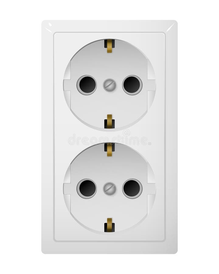 Dual Electrical Socket Type F. Receptacle from Europe. Stock Vector ...