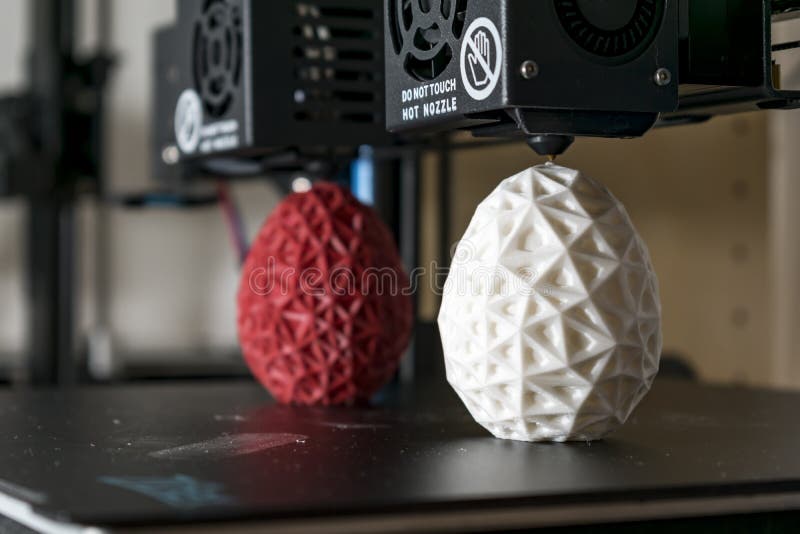 Dual Extruder 3d Printer Which Finished Printing Two Bicolor Egg Model ...