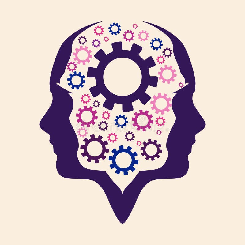 Dual face portrait. stock vector. Illustration of connect - 154138130