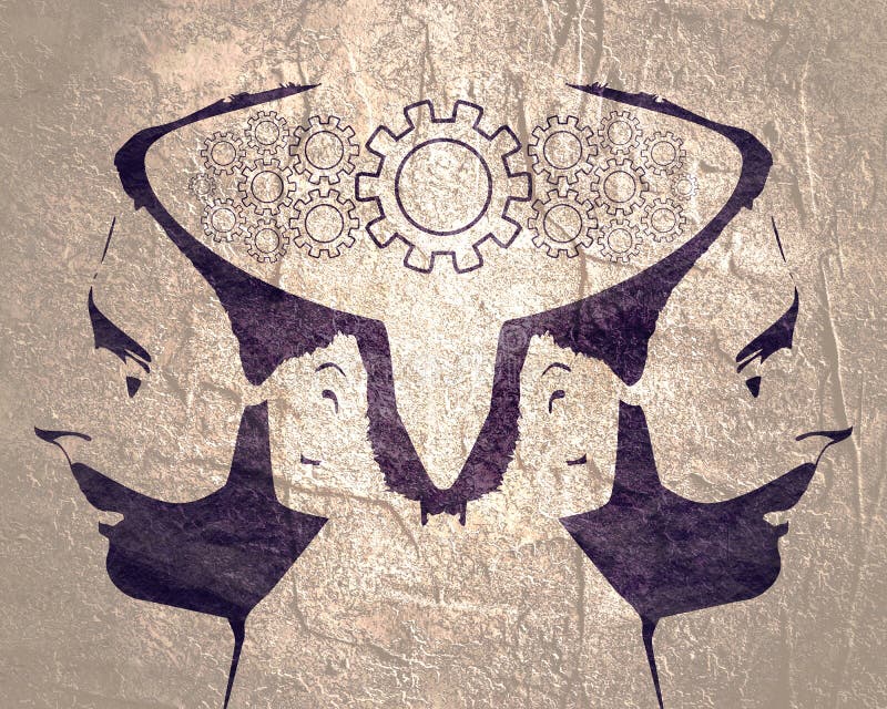 Dual face portrait. stock image. Image of development - 157073147