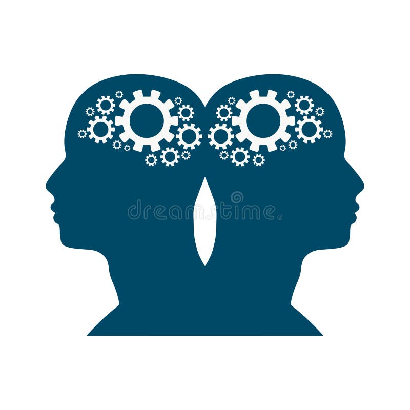 Dual face portrait. stock vector. Illustration of people - 153943615