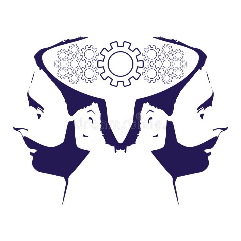 Dual face portrait. stock vector. Illustration of face - 154656840