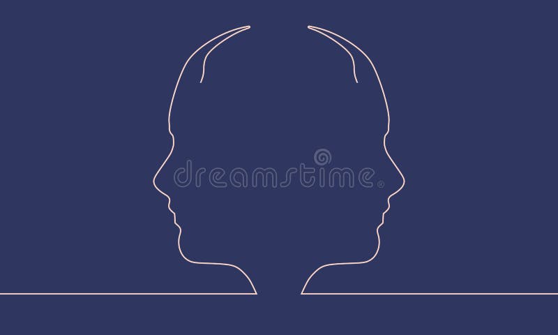 Dual face portrait. stock vector. Illustration of female - 204479678