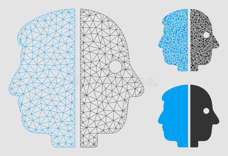 Dual Face Vector Mesh Carcass Model and Triangle Mosaic Icon Stock ...