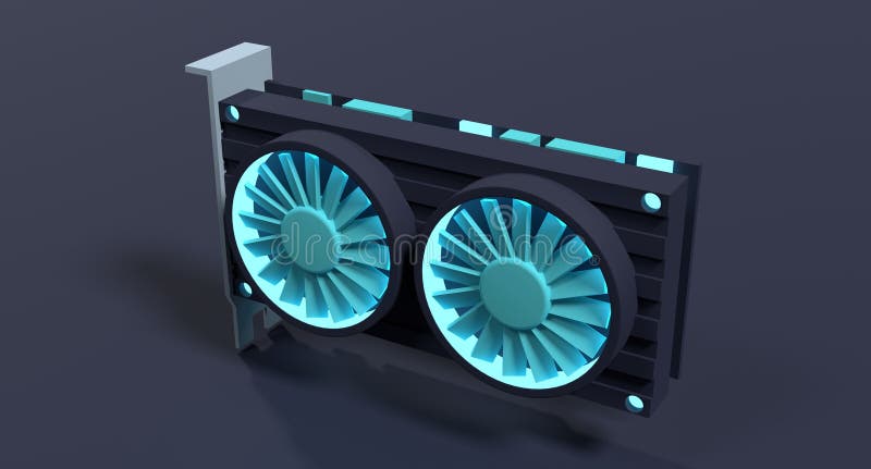 Dual Fan Graphics Card. Computer Component Icon. 3D Render Video Card ...