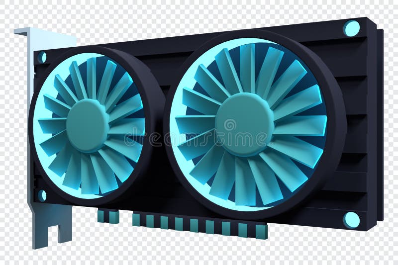 Dual Fan Graphics Card. Computer Component Icon. 3D Render Video Card ...