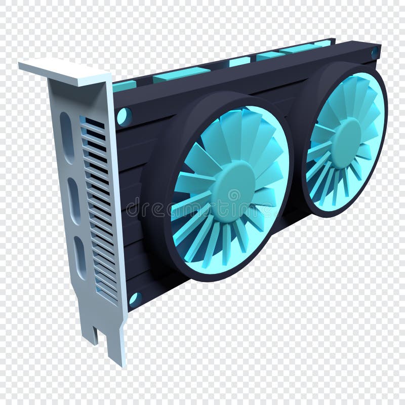 Dual Fan Graphics Card. Computer Component Icon. 3D Render Video Card ...