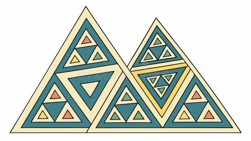 Dual Geometric Triangles with Intricate Patterns, Vector Design ...