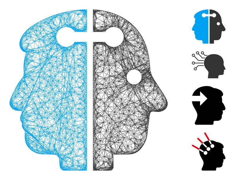 Dual Head Connection Web Vector Mesh Illustration Stock Illustration ...