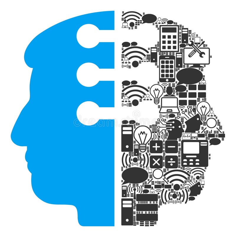 Dual Head Interface Mosaic Icon for BigData Stock Vector - Illustration ...