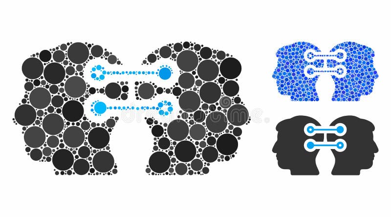 Dual Heads Interface Connection Mosaic Icon of Round Dots Stock ...