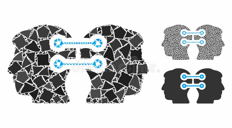 Dual Heads Interface Connection Mosaic Icon of Rugged Pieces Stock ...